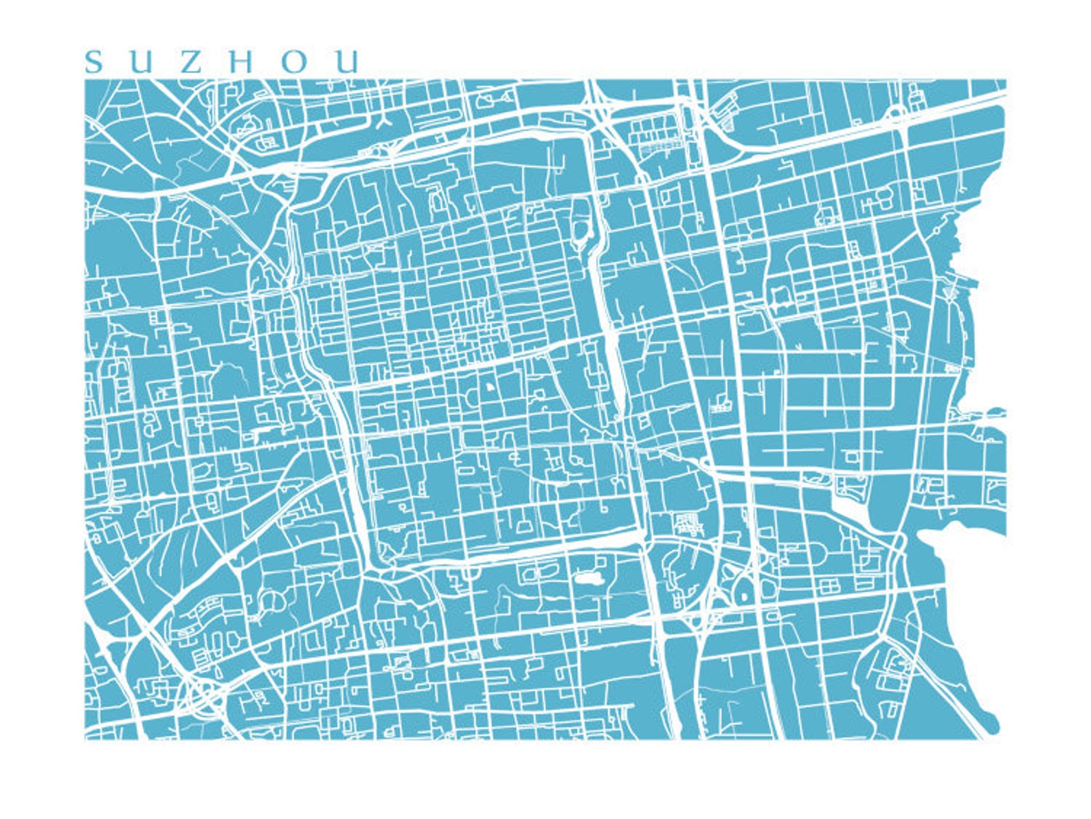 Suzhou Map Print China Poster Art 苏州 - Etsy