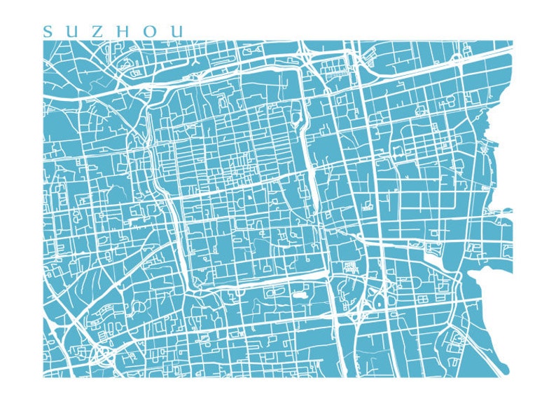Suzhou Map Print - China Poster Art - 苏州 - Etsy