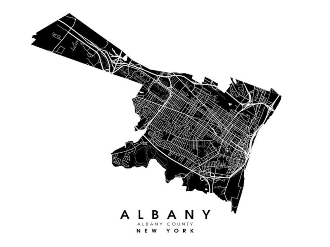 Albany, NY - City Limits Map Print - Etsy