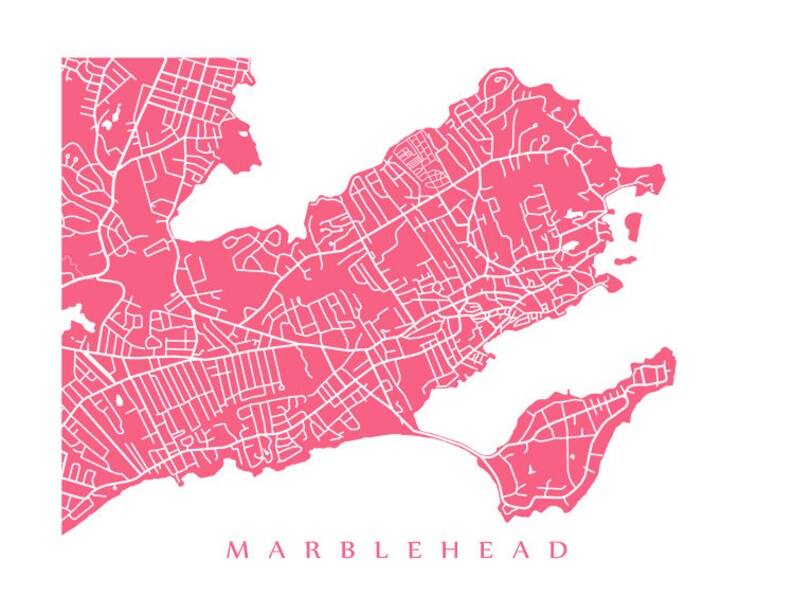 Marblehead Map Print - Massachusetts Art Poster - Etsy