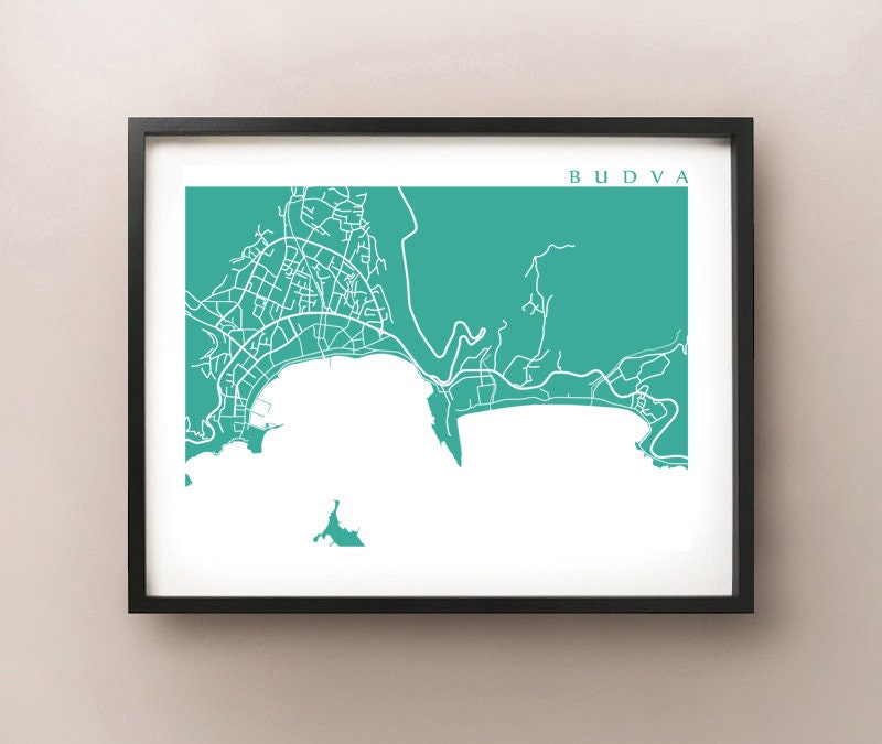 Budva Map Montenegro Poster Будва - Etsy