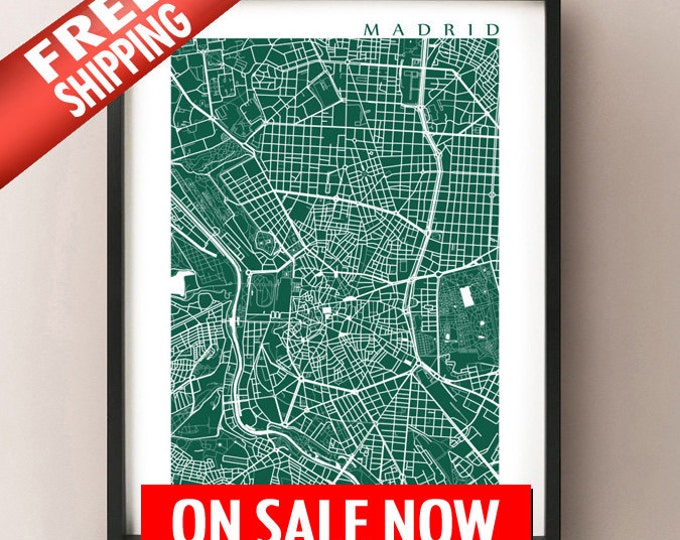 Madrid Map Art - Spain Poster Print - Etsy