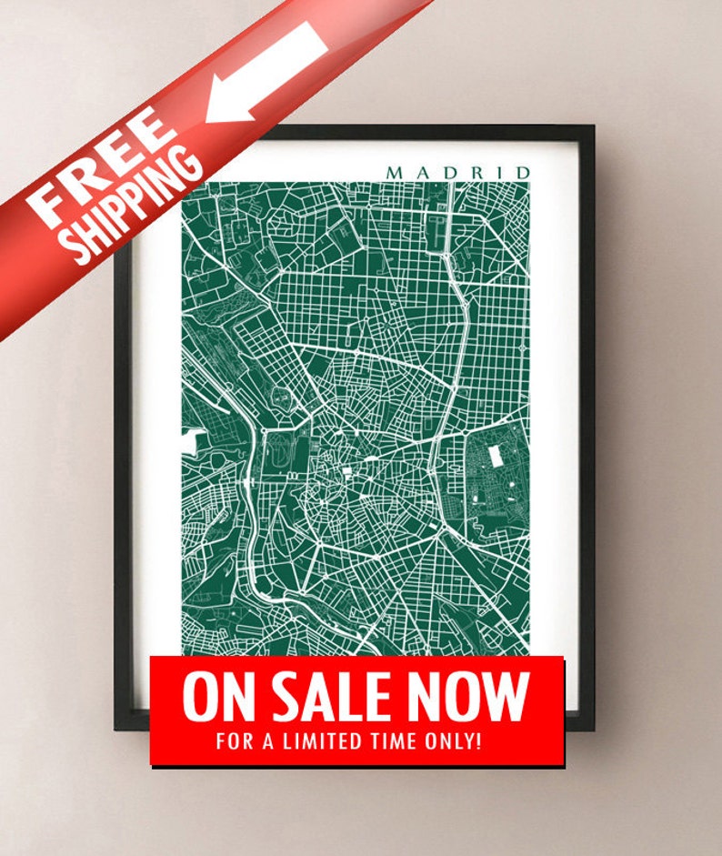 Madrid Map Art Spain Poster Print | Etsy