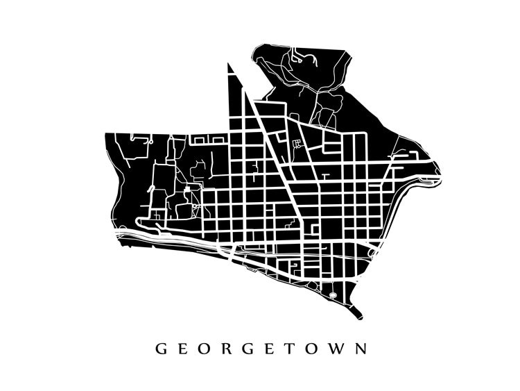 Georgetown Map - Washington Neighborhood Art Print - Etsy
