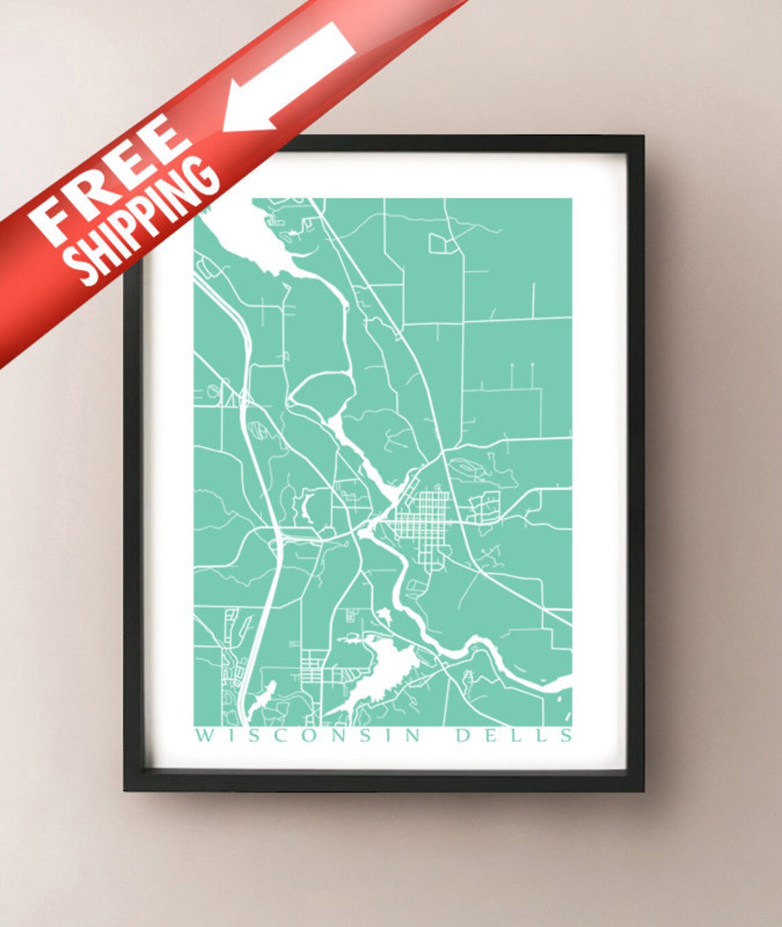 Wisconsin Dells, WI Map Print - Wisconsin Poster - Etsy