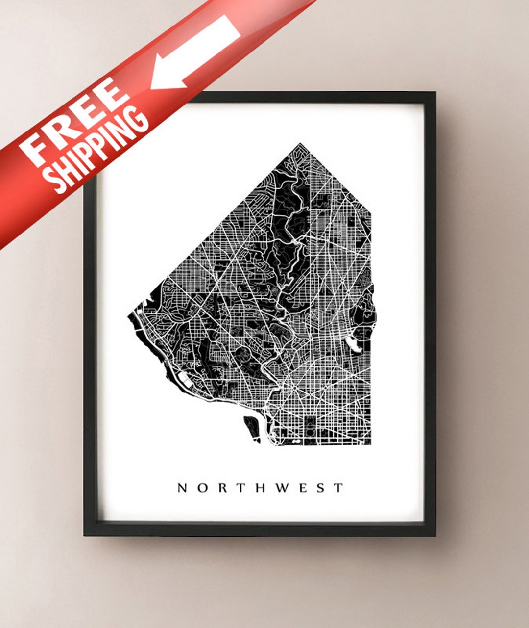 Northwest, DC Map - Uptown, Washington DC Neighborhood Art Print - Etsy