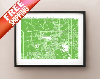 Crystal Lake Map Print, Crystal Lake Map Poster Wall Art, Il City Map ...