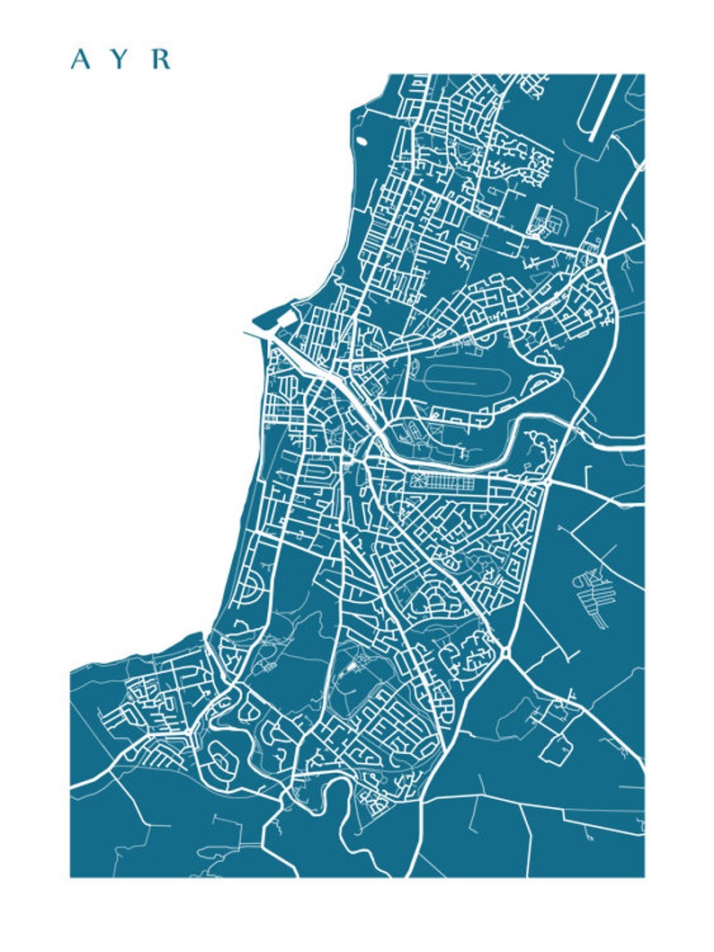 Ayr South Ayrshire Scotland Map Art Print - Etsy