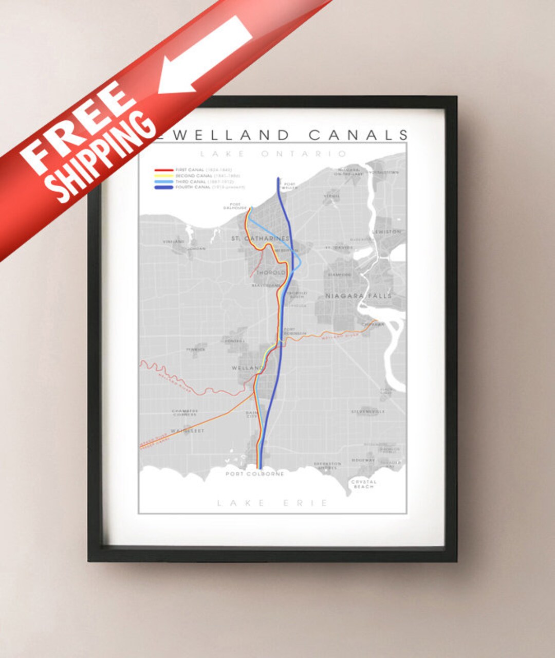 Welland Canals Historic Map - Niagara, Ontario, Canada - Etsy