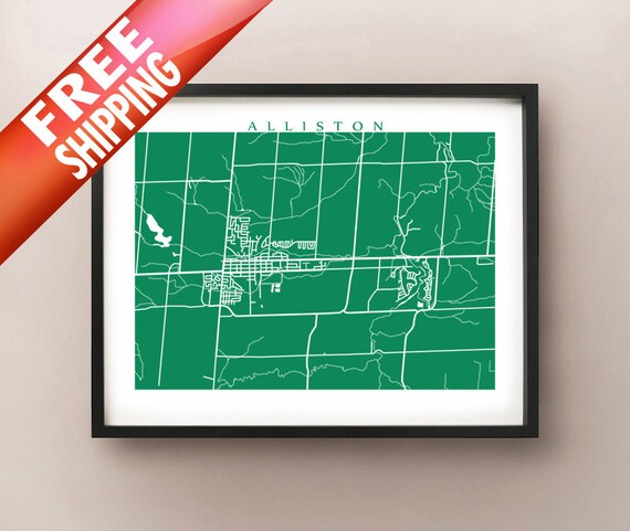 Alliston Map Art Canada Wall Art Ontario | Etsy Canada