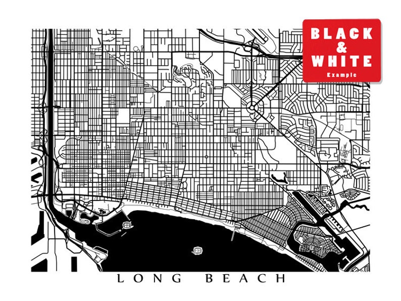 Long Beach Map - Etsy Canada