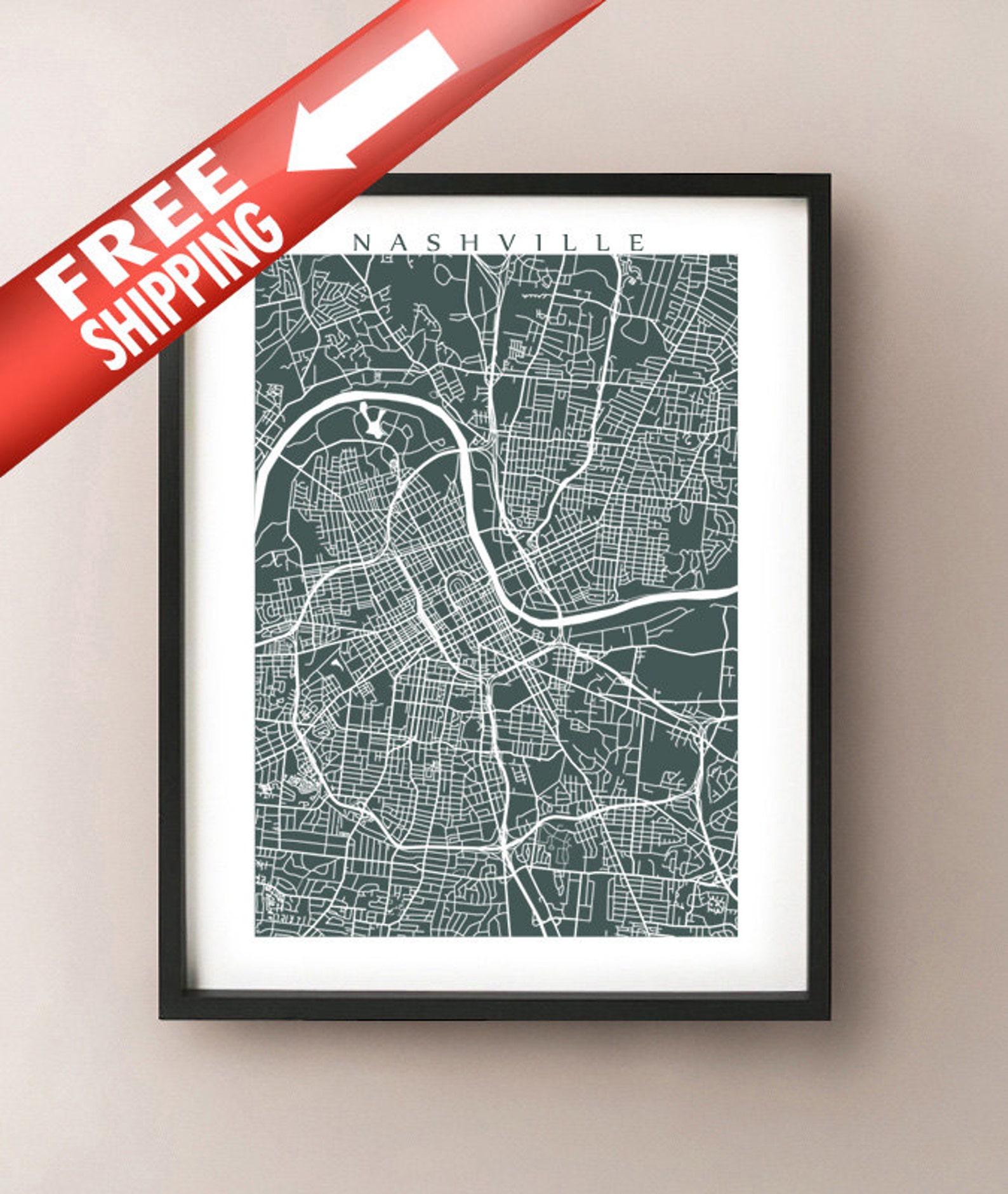 Nashville Map Print - Davidson County, Tennessee Poster Art - Etsy