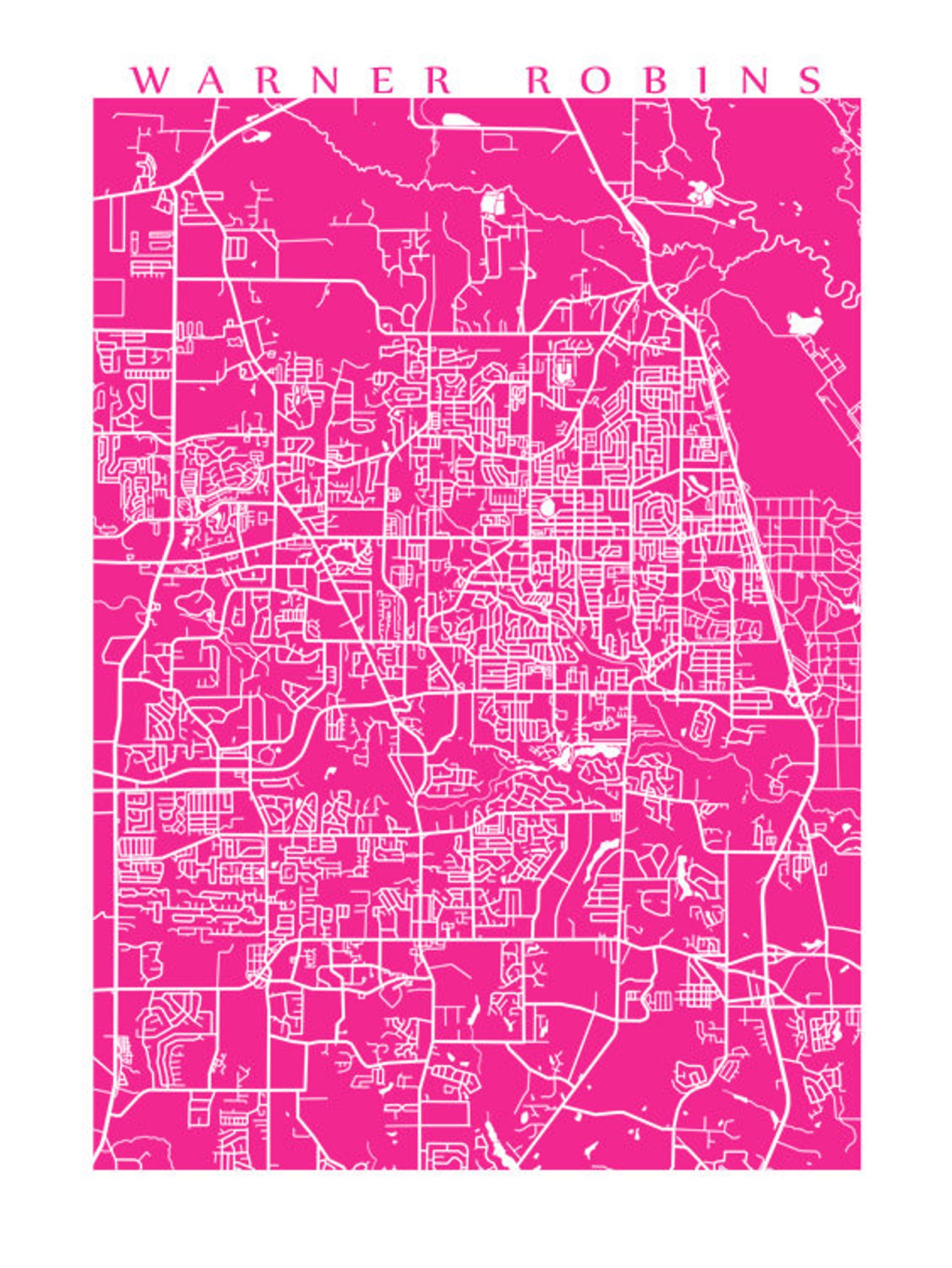 Warner Robins, GA Map Print - Georgia Poster Home Decor - Etsy