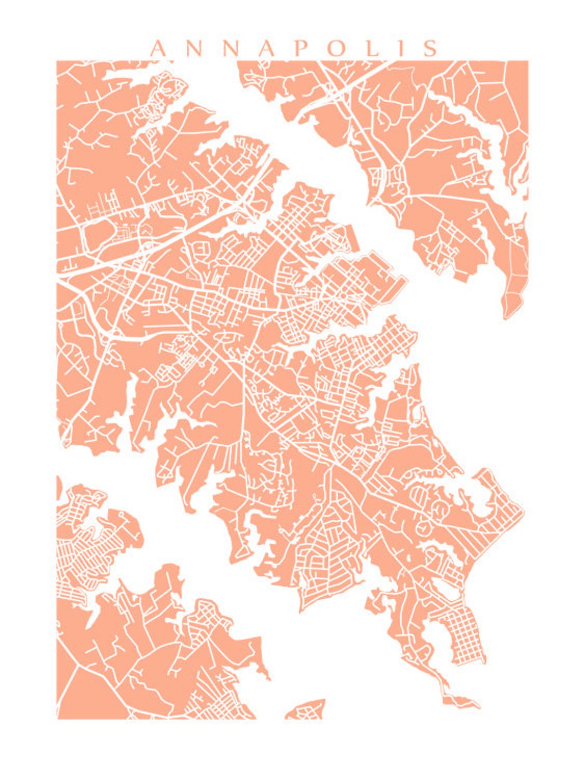 Annapolis Map Maryland USA Art Poster Print | Etsy