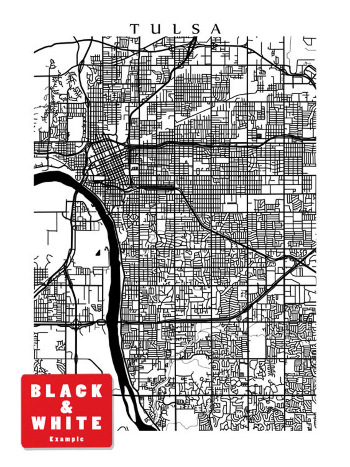 Tulsa City Map Print | Etsy