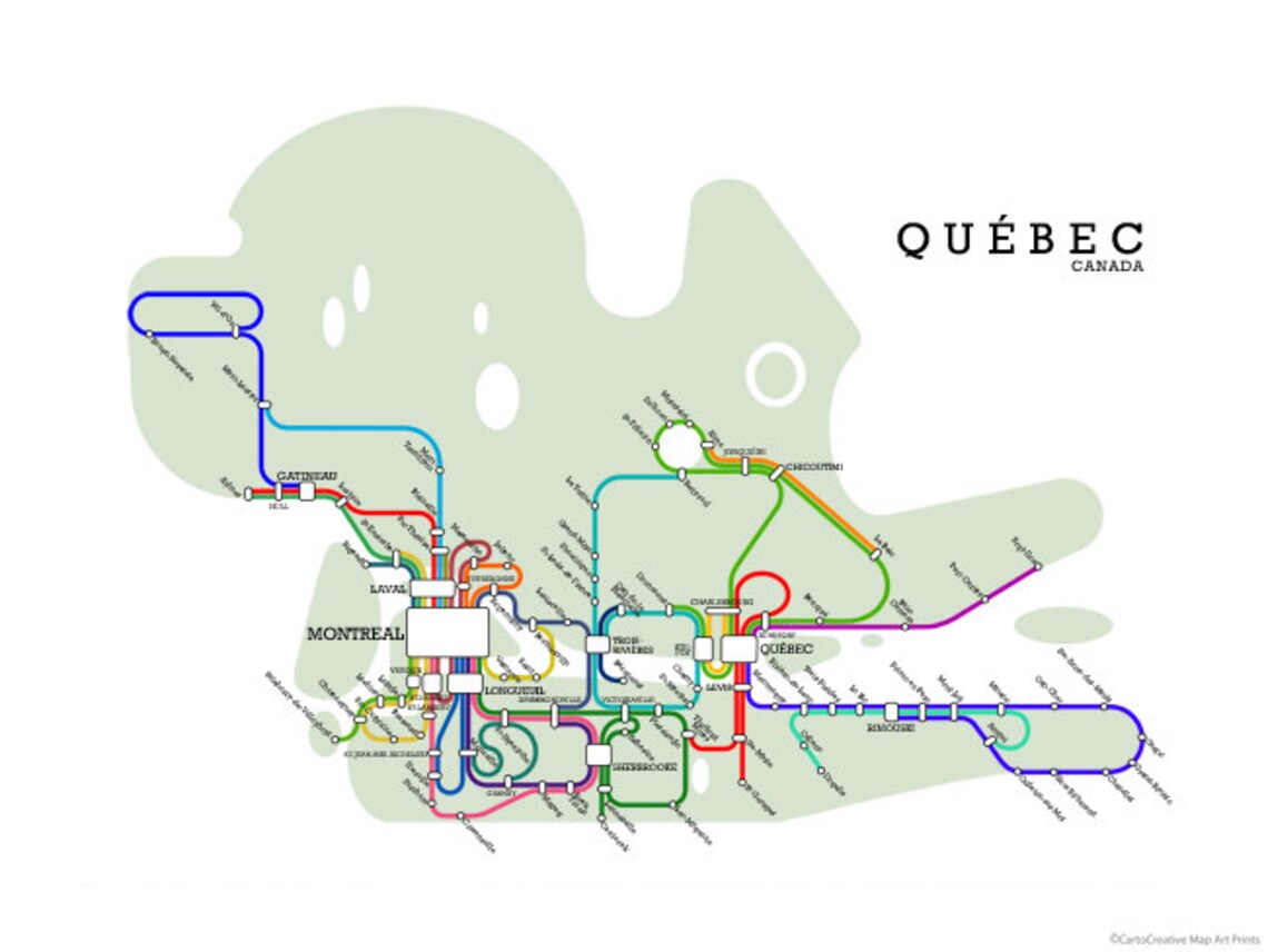 Quebec Metro Subway Style Map Art Print - Etsy