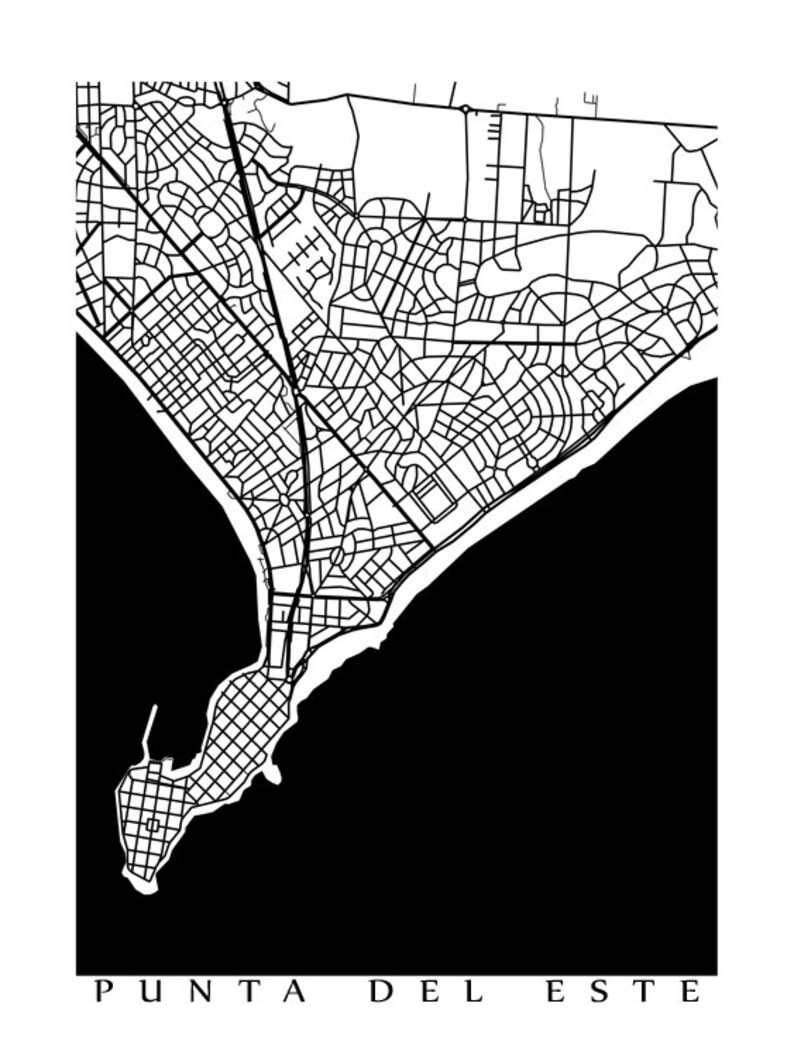 Punta Del Este Map Print Uruguay Art Modern Home Decor | Etsy