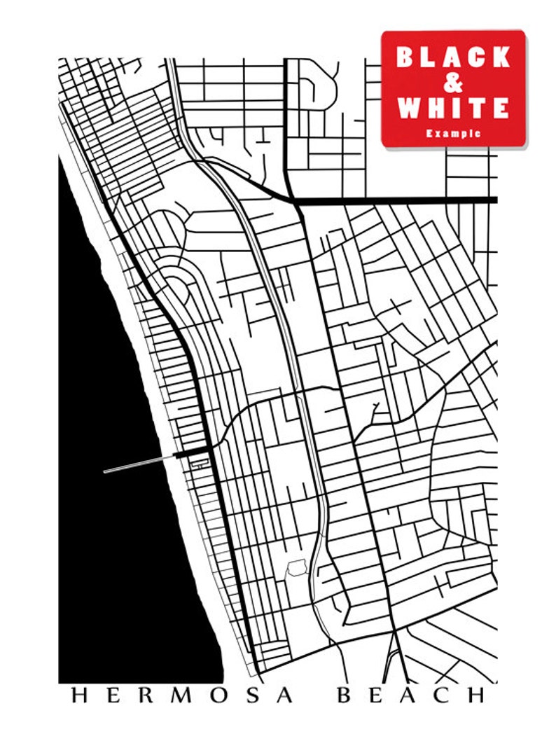 Hermosa Beach Map Print California Poster - Etsy