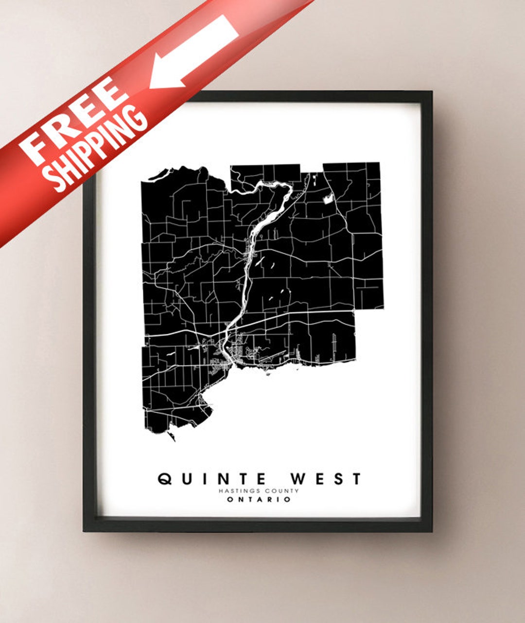 Quinte West, ON - City Limits Map Print - Etsy