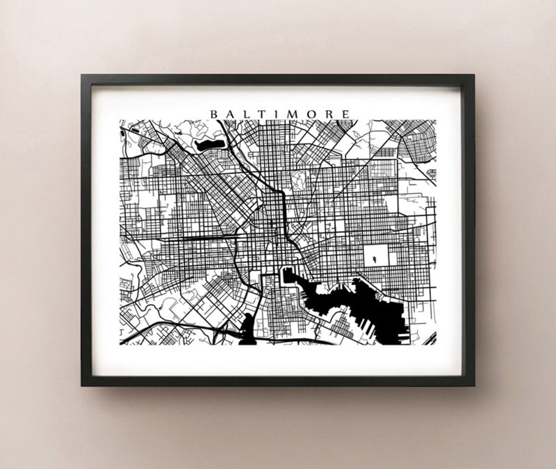Baltimore Map Print Maryland Poster Art United States - Etsy