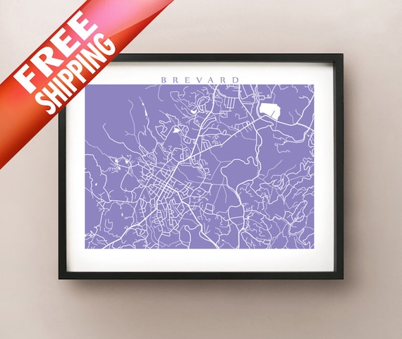 Brevard NC map print North Carolina Poster | Etsy
