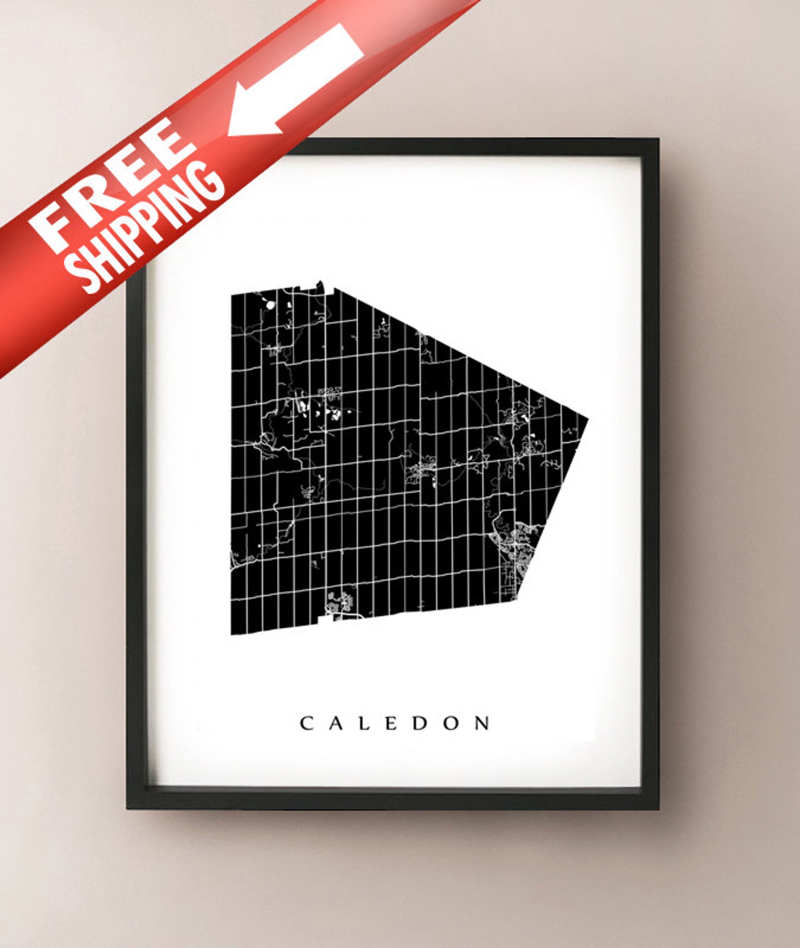 Caledon Map Ontario Poster Art Vertical Orientation - Etsy