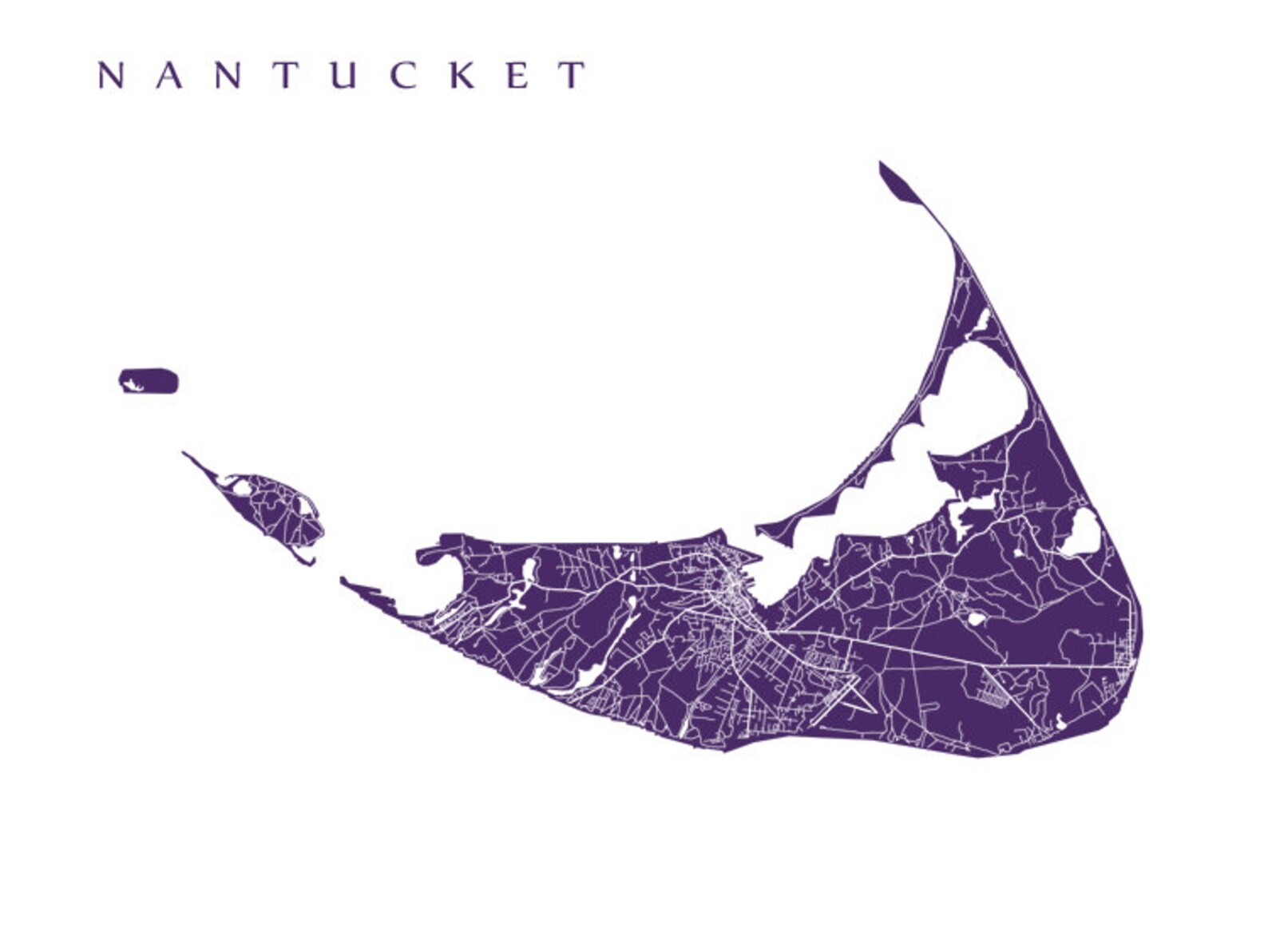 Nantucket Map Print Massachusetts Poster | Etsy