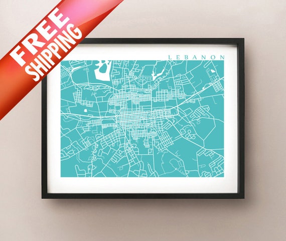 Lebanon PA Map Pennsylvania Poster - Etsy