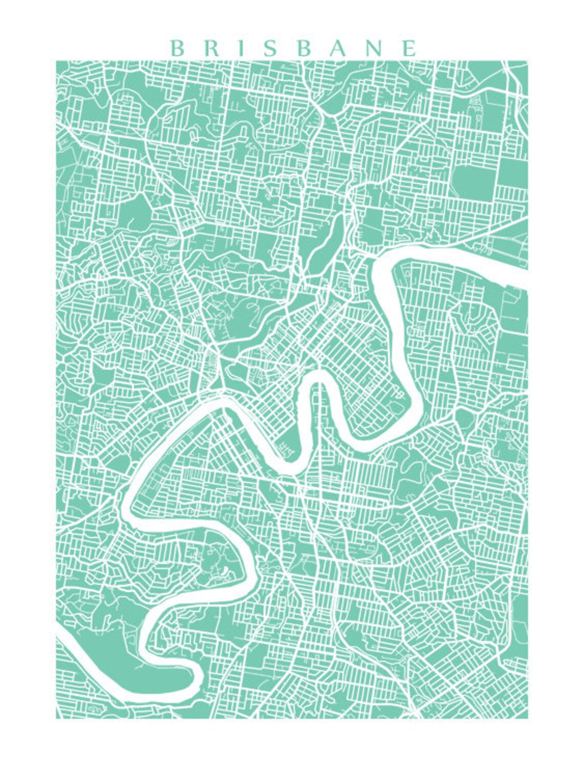 Brisbane Map Print - Australia Poster Art - Etsy