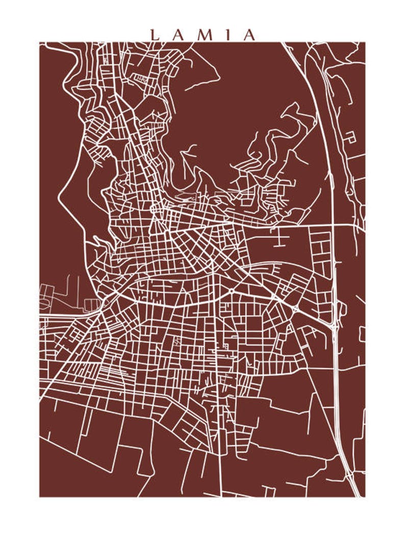 Lamia Greece Map Print Λαμία Art Poster - Etsy