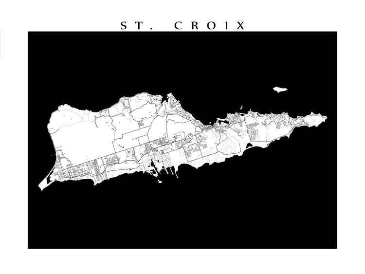 St Croix Map - U.S. Virgin Islands Poster - Choose Color and Size - Etsy