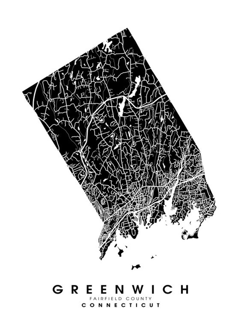Greenwich, CT - City Limits Map Print - Etsy