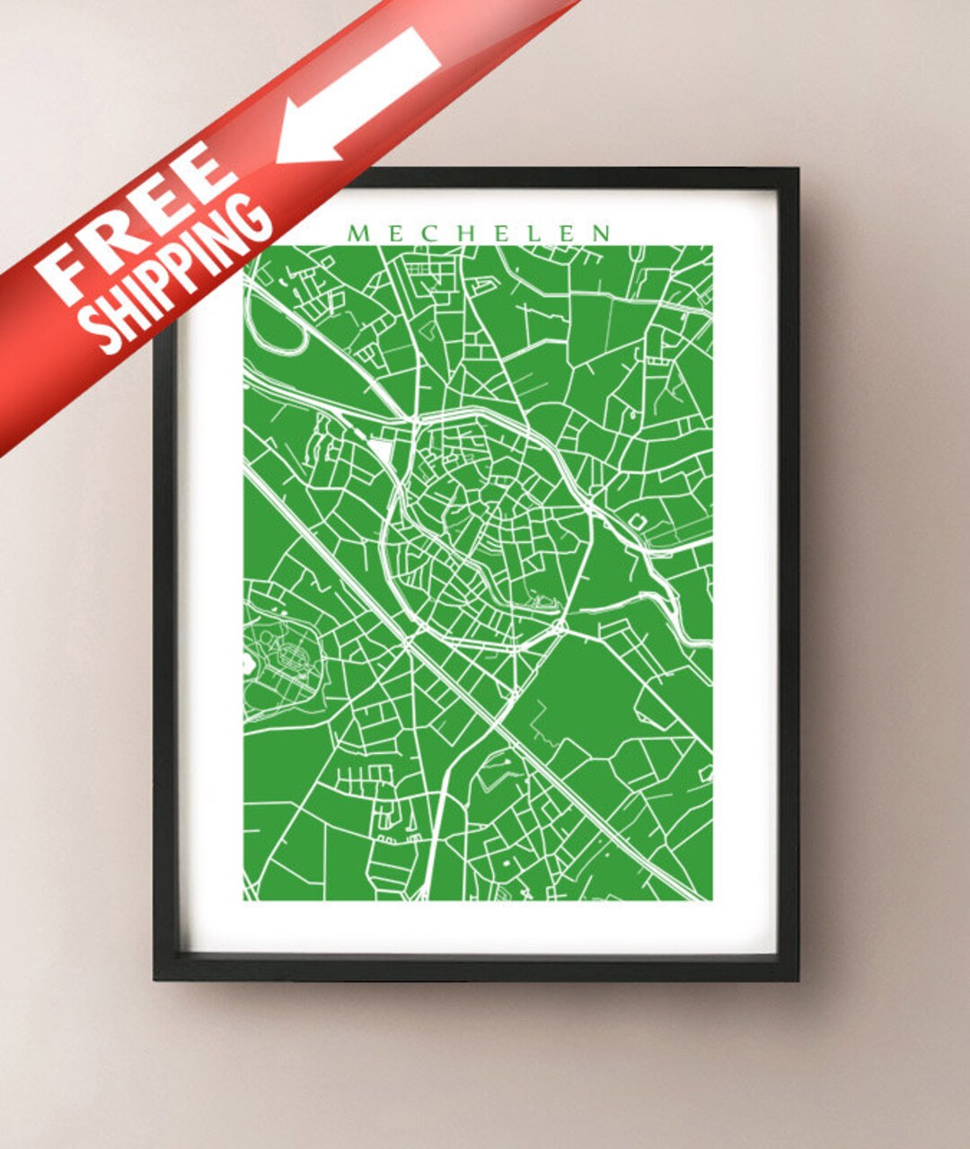Mechelen Map Print - Malines, Belgium Poster - Etsy