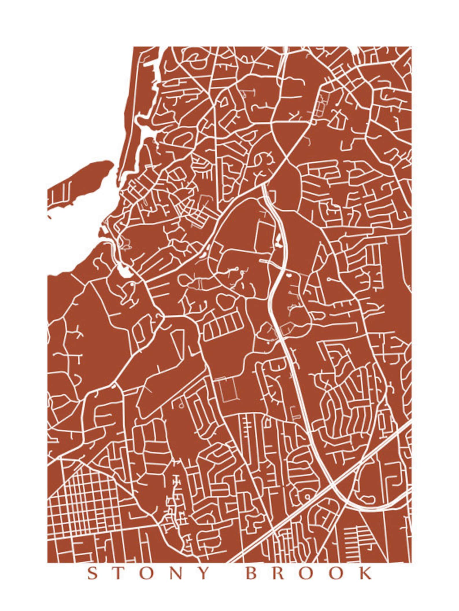 Stony Brook Map Art Poster Print New York | Etsy