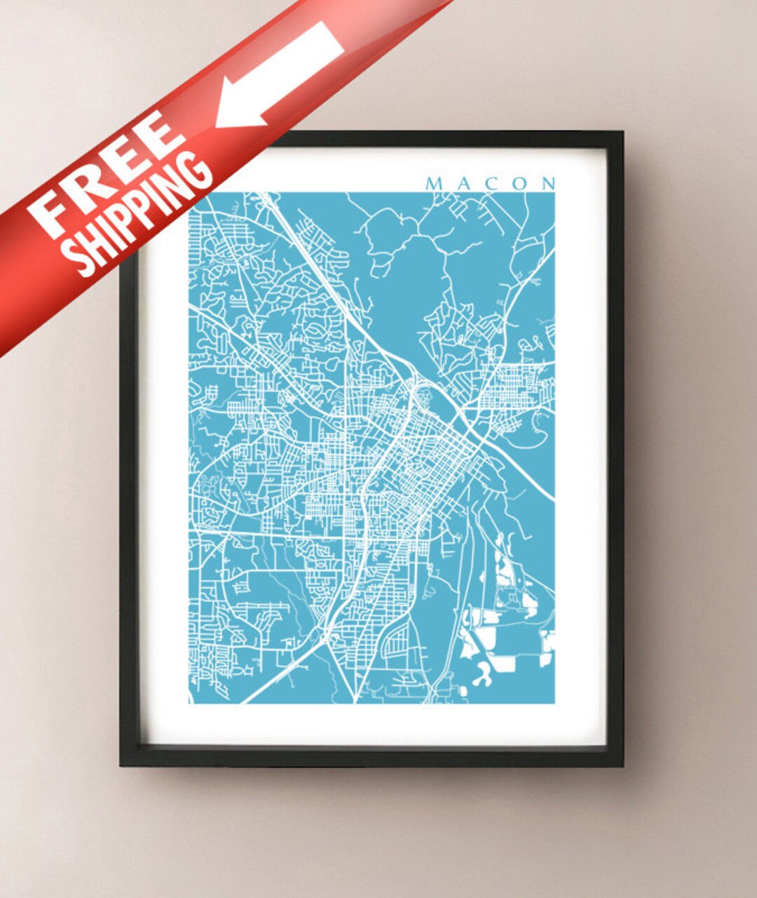 Macon Map Print - Georgia Poster - Macon GA Home Decor - Choose Your ...