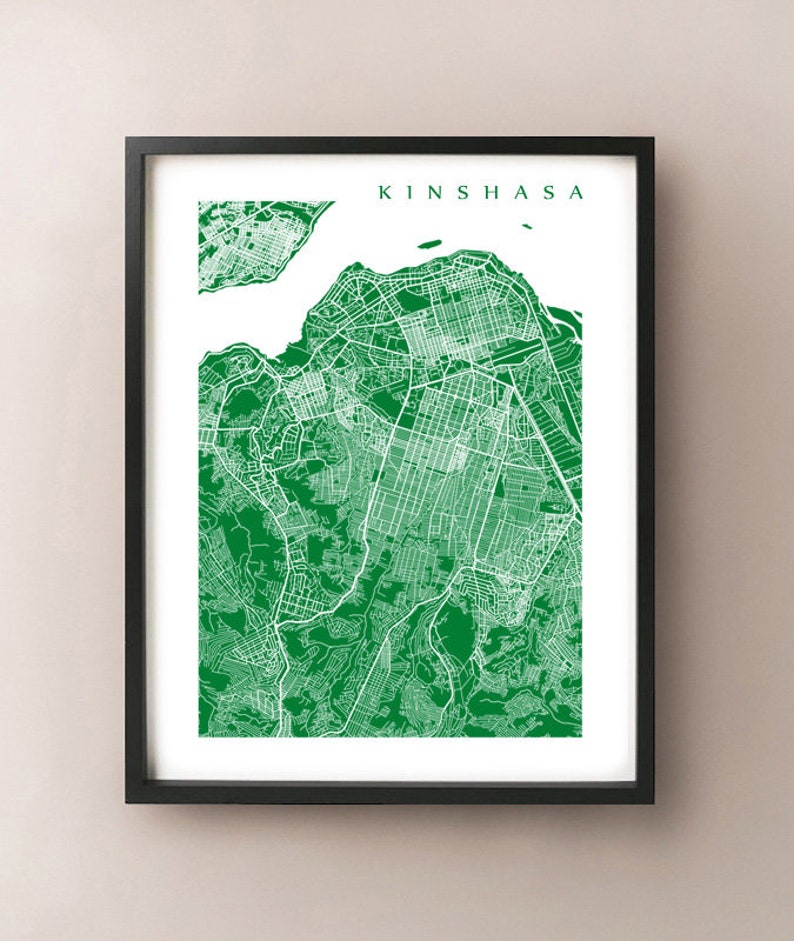 Kinshasa Map Print Democratic Republic of the Congo - Etsy