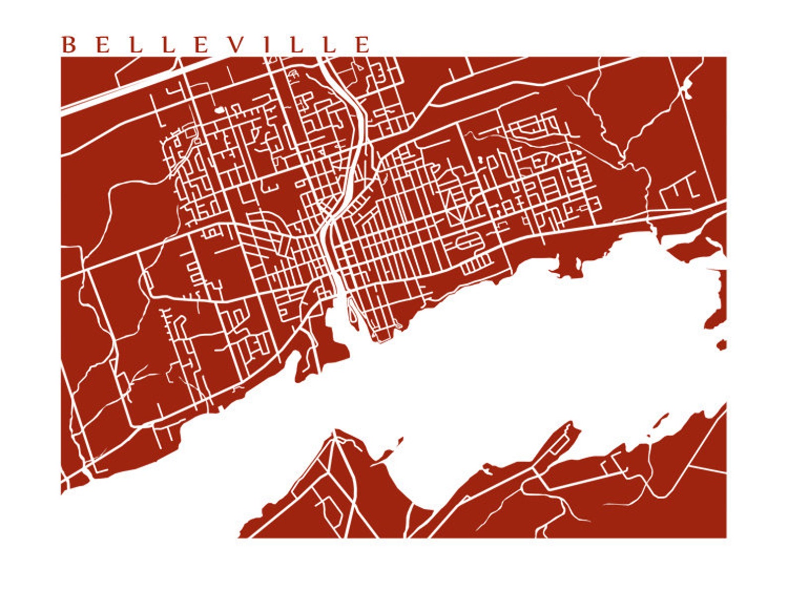 Belleville Map Print Ontario Poster Choose Your Size and - Etsy