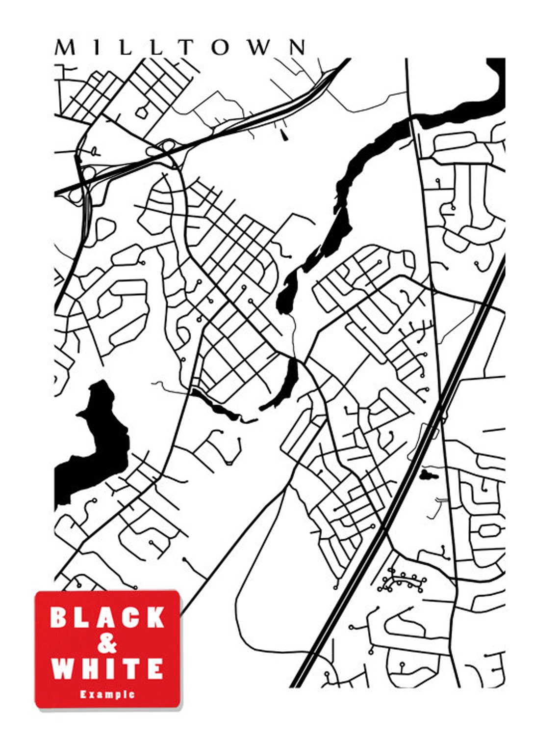 Milltown, NJ Map - New Jersey Poster Print - Etsy