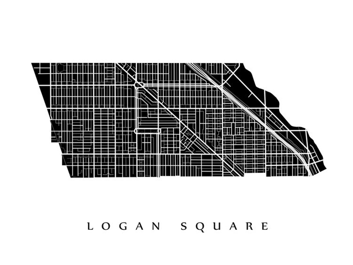 Logan Square Map Chicago Neighbourhood Art Print - Etsy