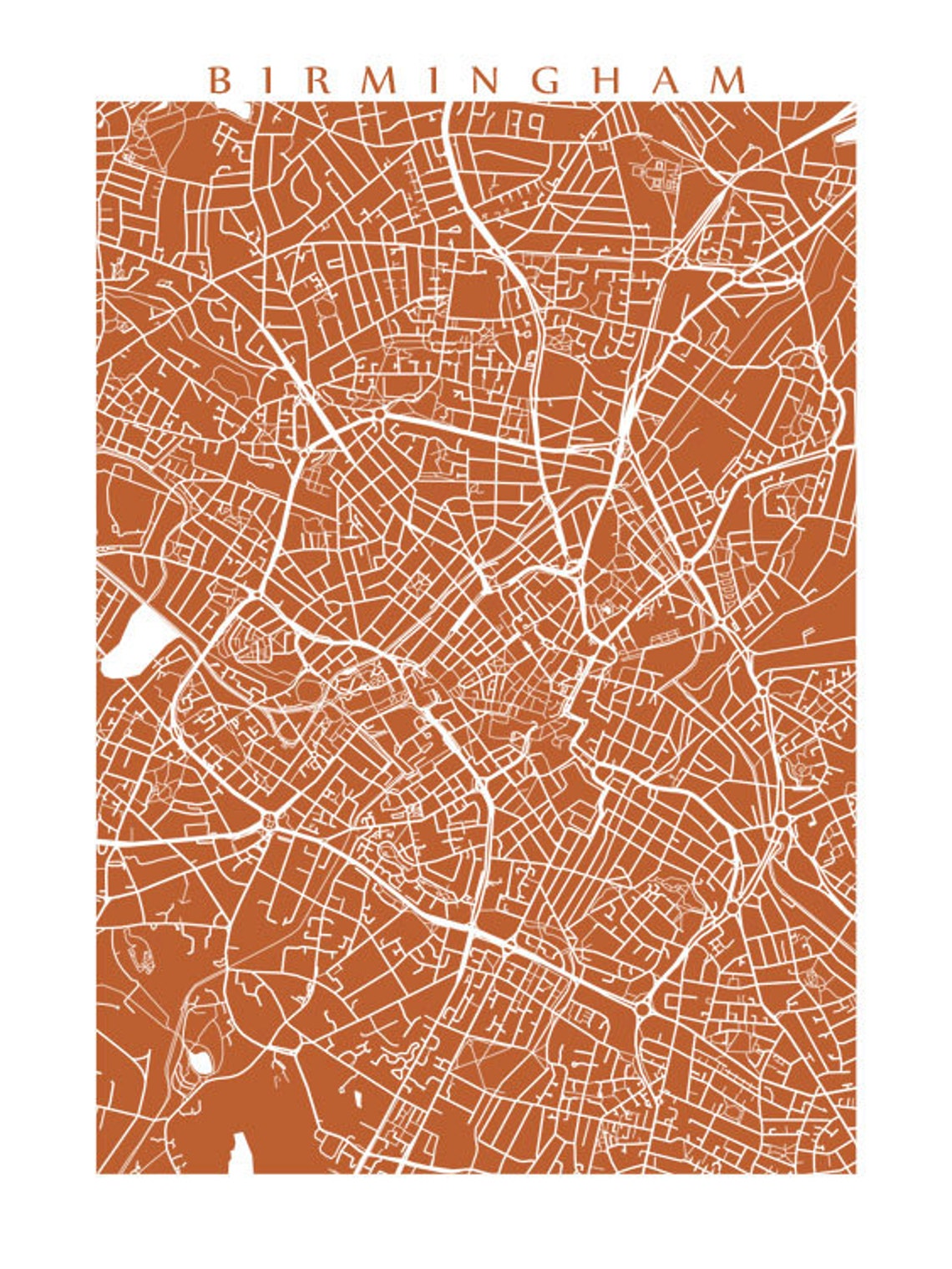 Birmingham Map Print England Poster - Etsy Canada