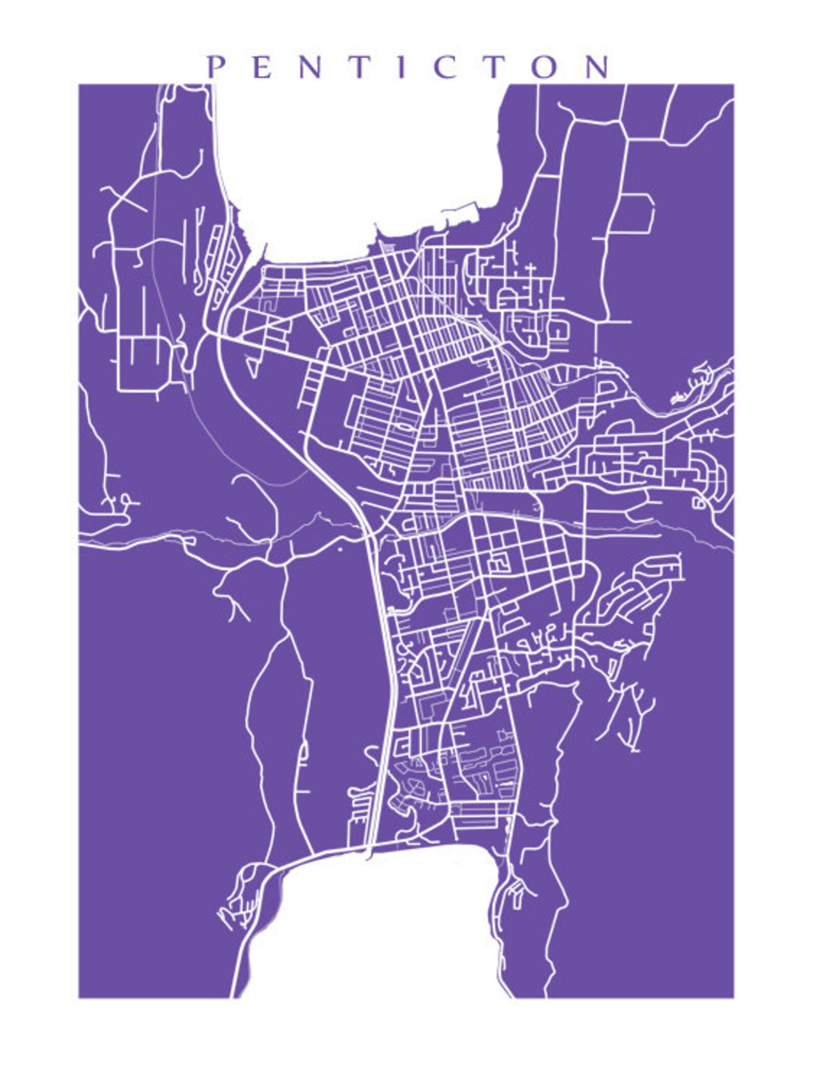 Penticton Map Poster Print BC Canada | Etsy