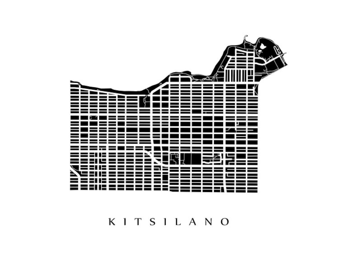 Kitsilano Map Vancouver Neighbourhood Art Print | Etsy