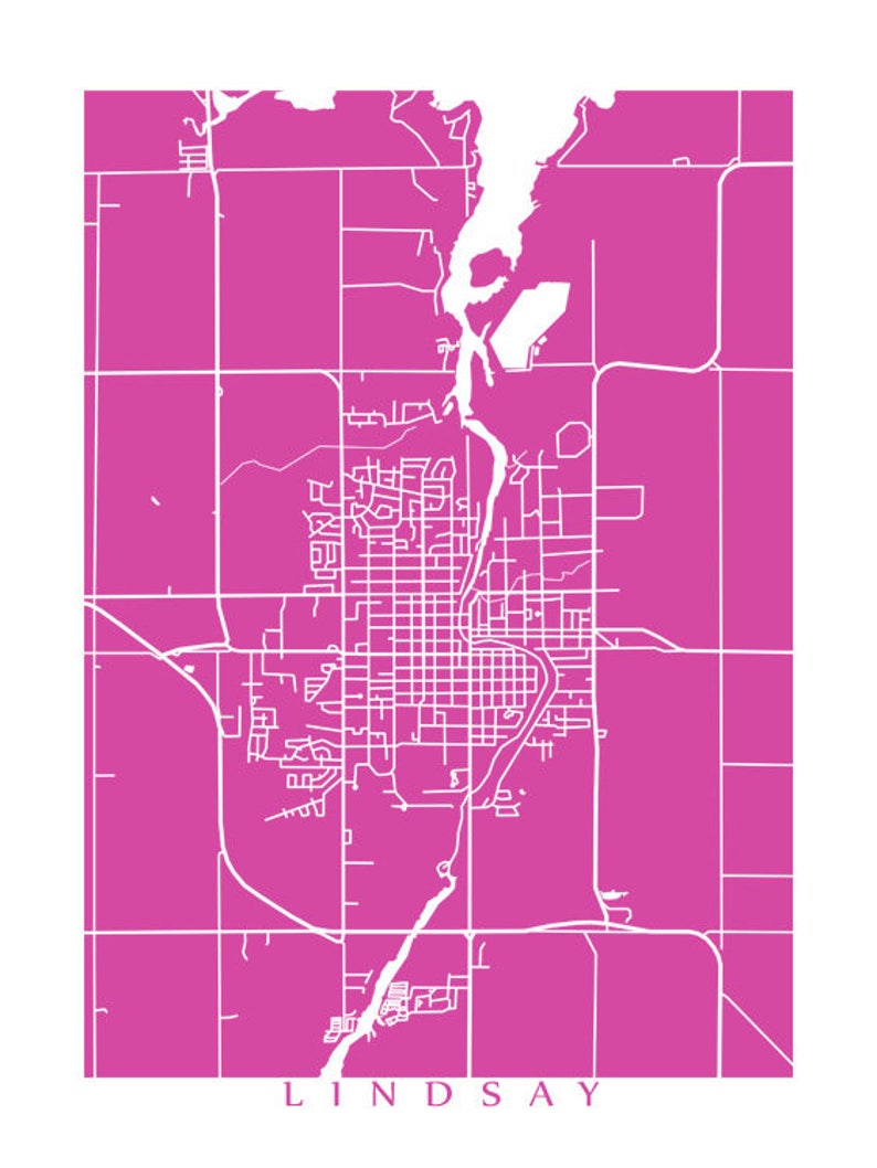 Lindsay, ON - Kawartha Lakes, Ontario Map Print - Etsy