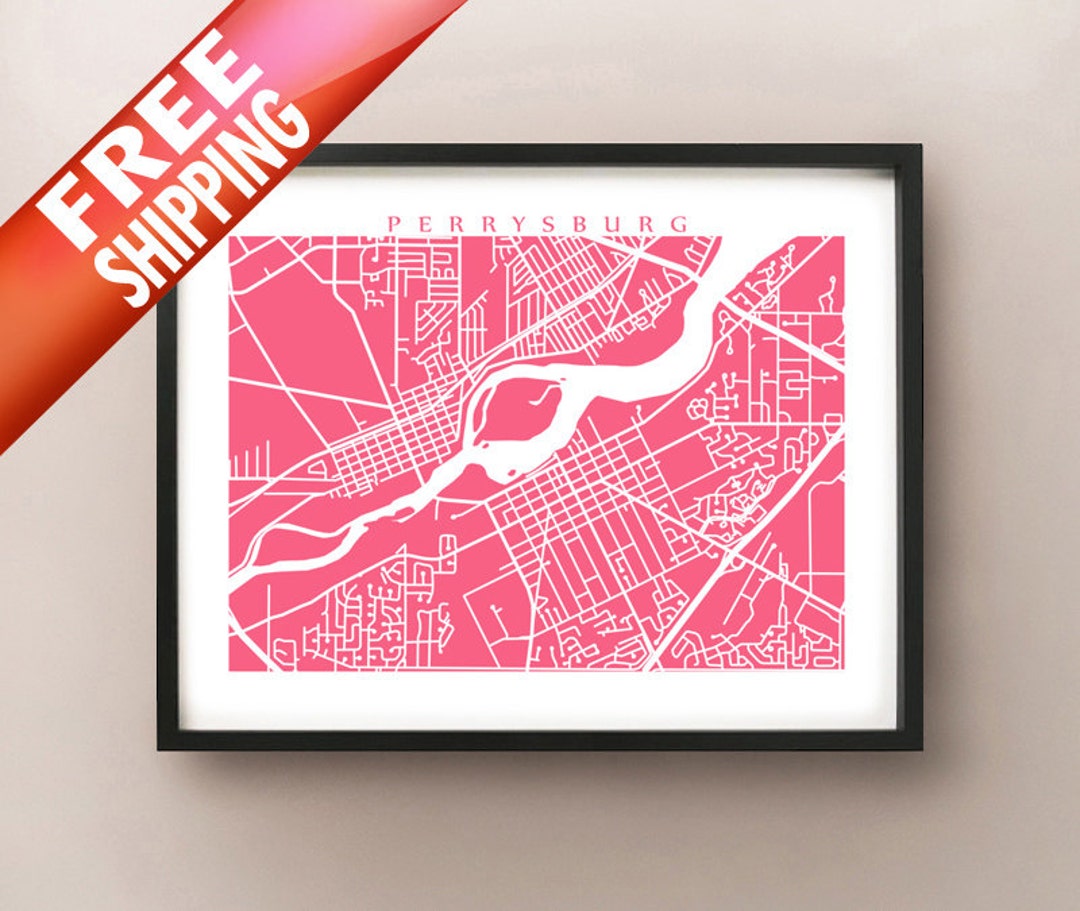 Perrysburg Map - Wood County, Ohio Poster Print - Etsy