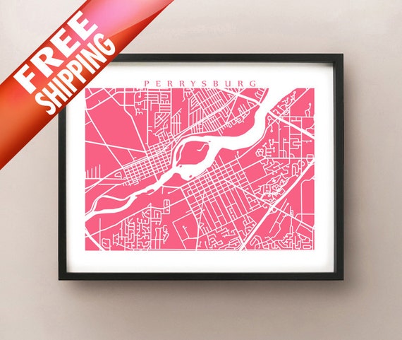 Perrysburg Map Wood County Ohio Poster Print | Etsy