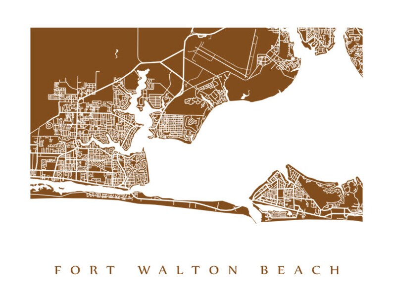 Fort Walton Beach Map Print - Florida Poster - Etsy