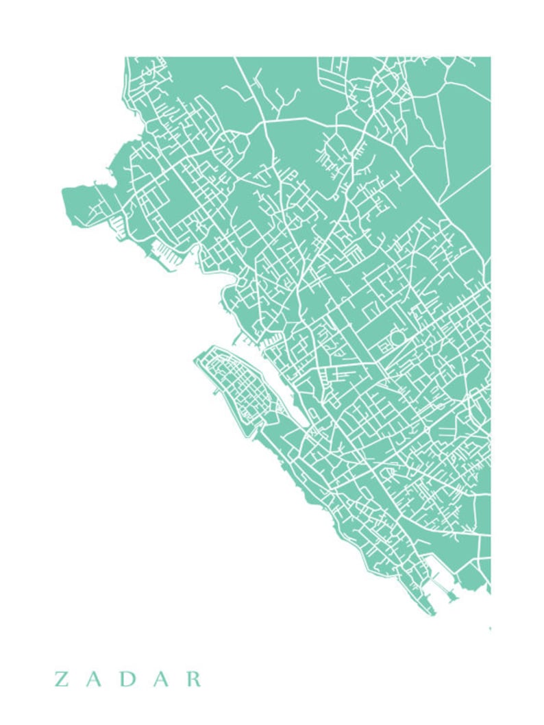 Zadar Croatia Map Print Dalmatia Coast Ravni Kotari - Etsy