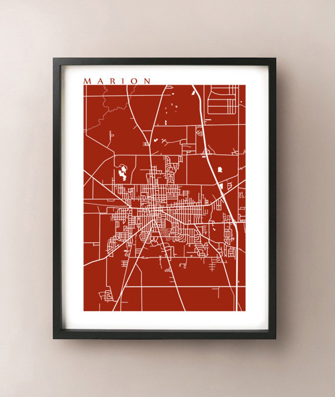 Marion OH Map Ohio Poster Print - Etsy