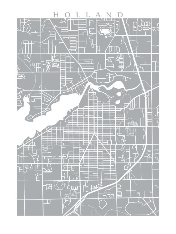 Holland, MI Map - Michigan Poster - Etsy