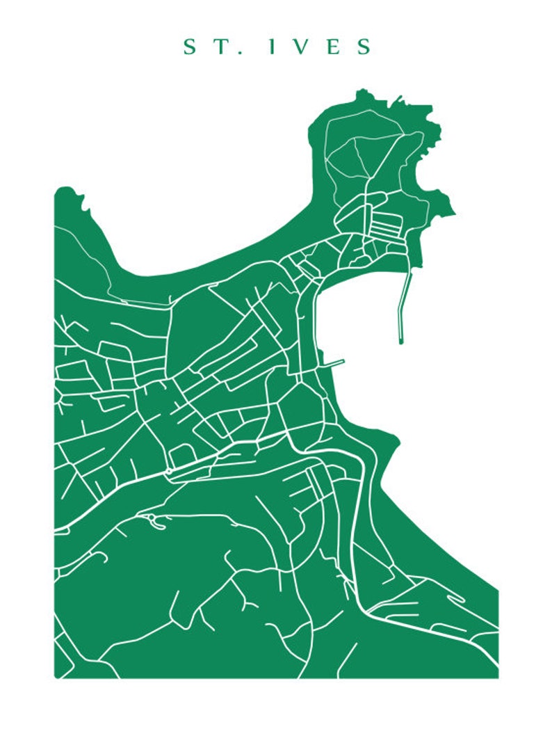 St. Ives Map Print Cornwall UK Wall Art England Poster | Etsy